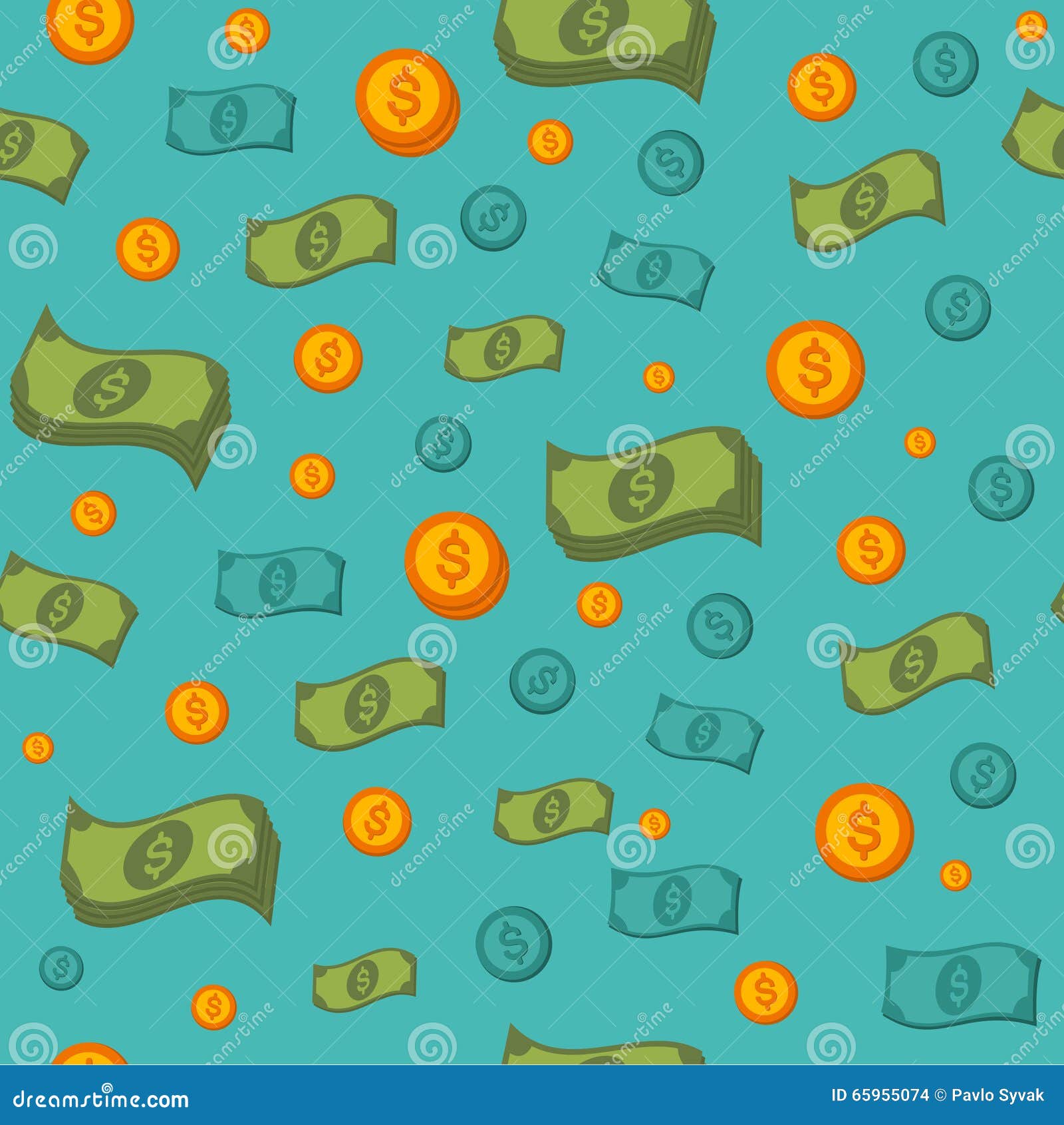 Money Seamless Pattern with Coins and Banknotes Stock Vector ...
