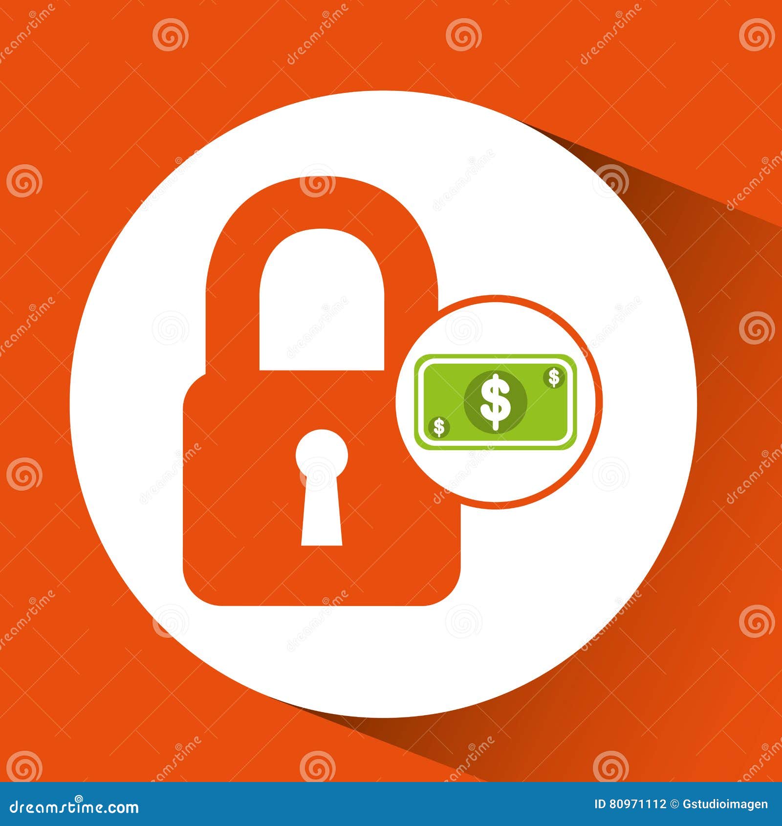 Money Security Concept Padlock Design Icon Stock Vector - Illustration ...