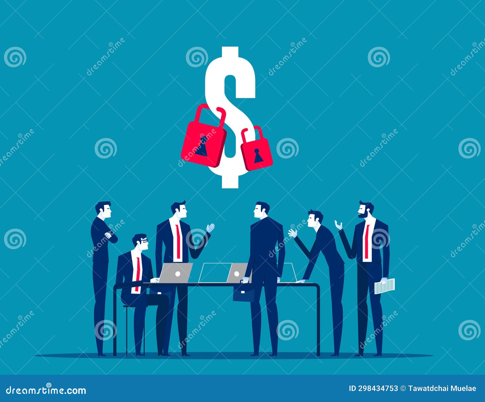Money Security or Safety. Business Lock Money Symbol Vector Concept ...