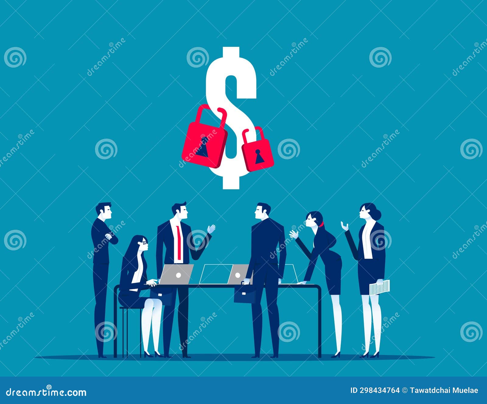 Money Security or Safety. Business Lock Money Symbol Vector Concept ...