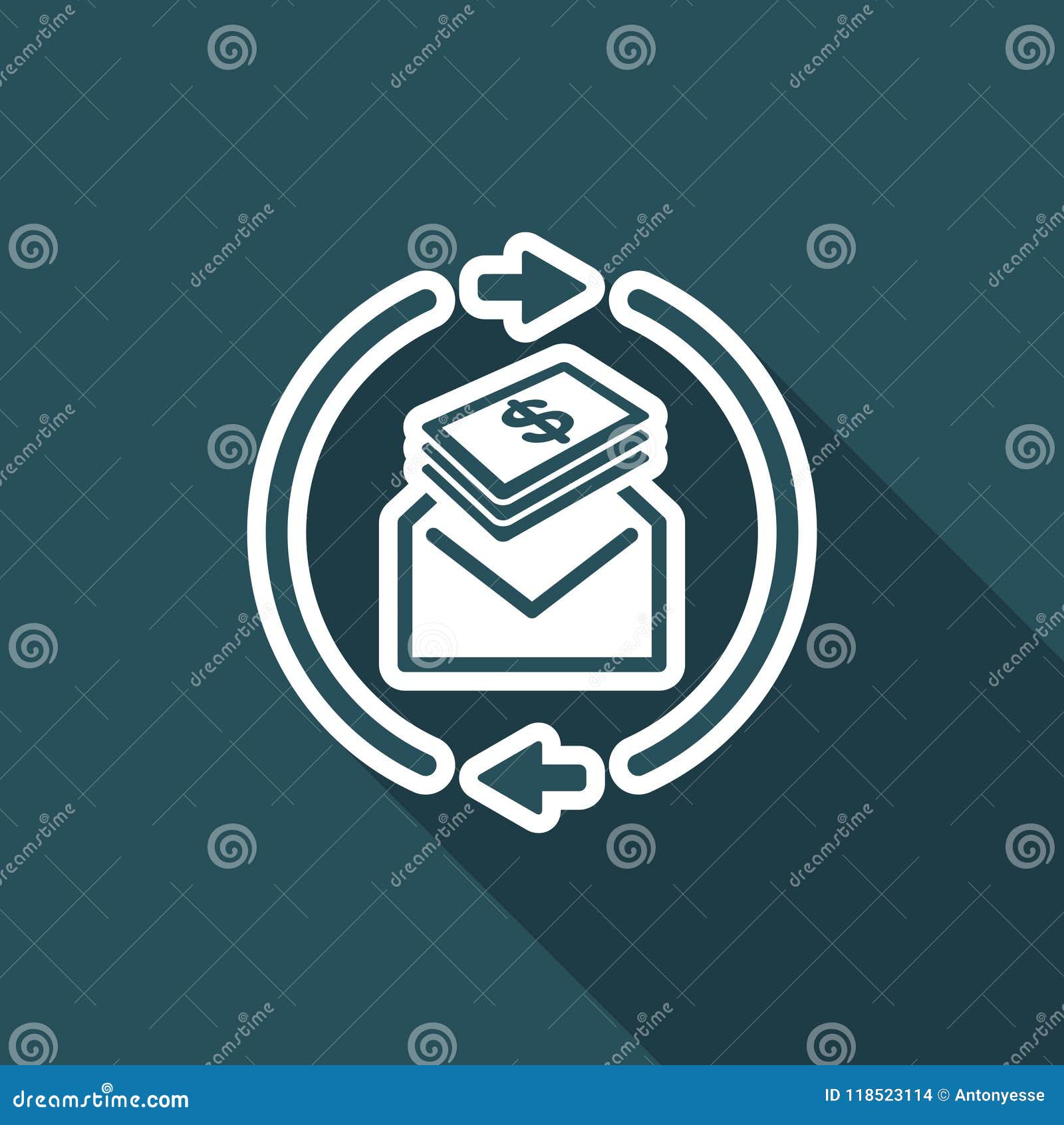 Money send icon - Dollars stock vector. Illustration of consign - 118523114