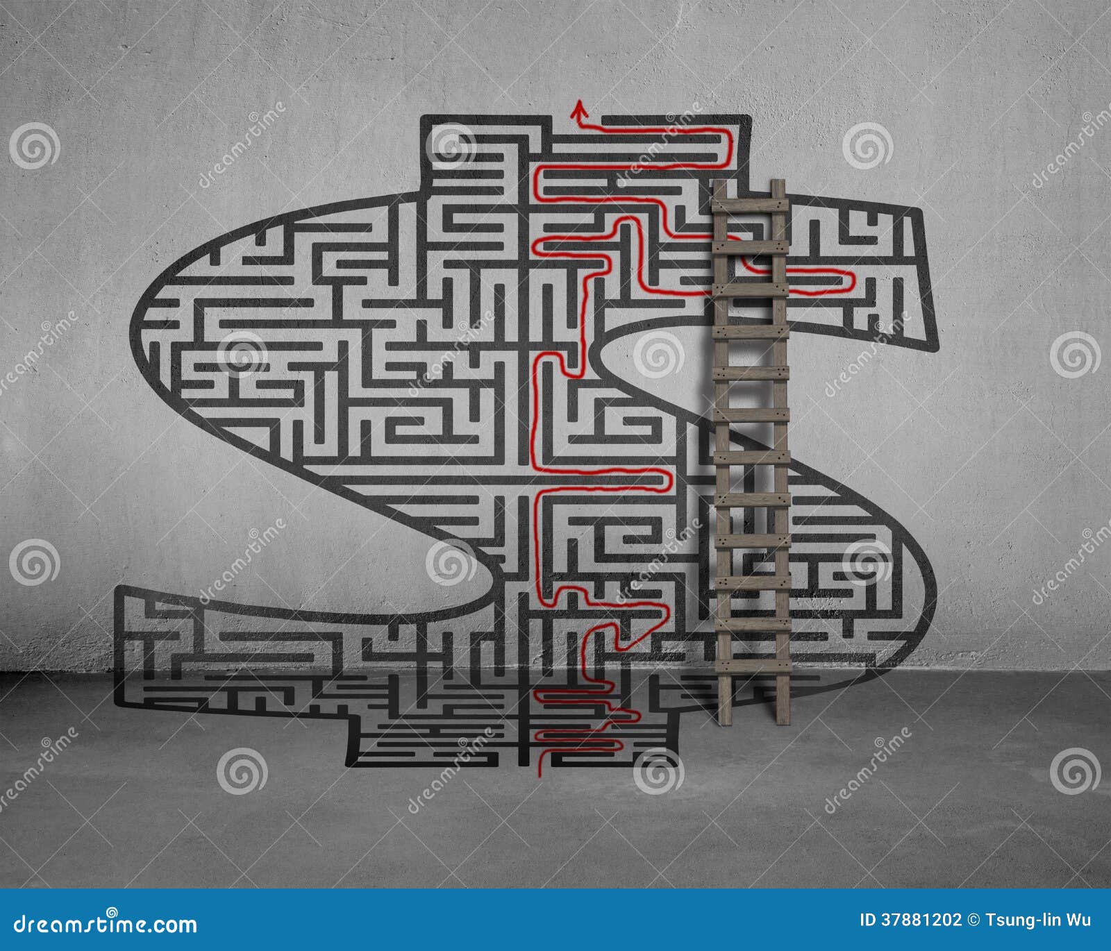 Money Shape Maze with Solution on Wall Stock Illustration ...