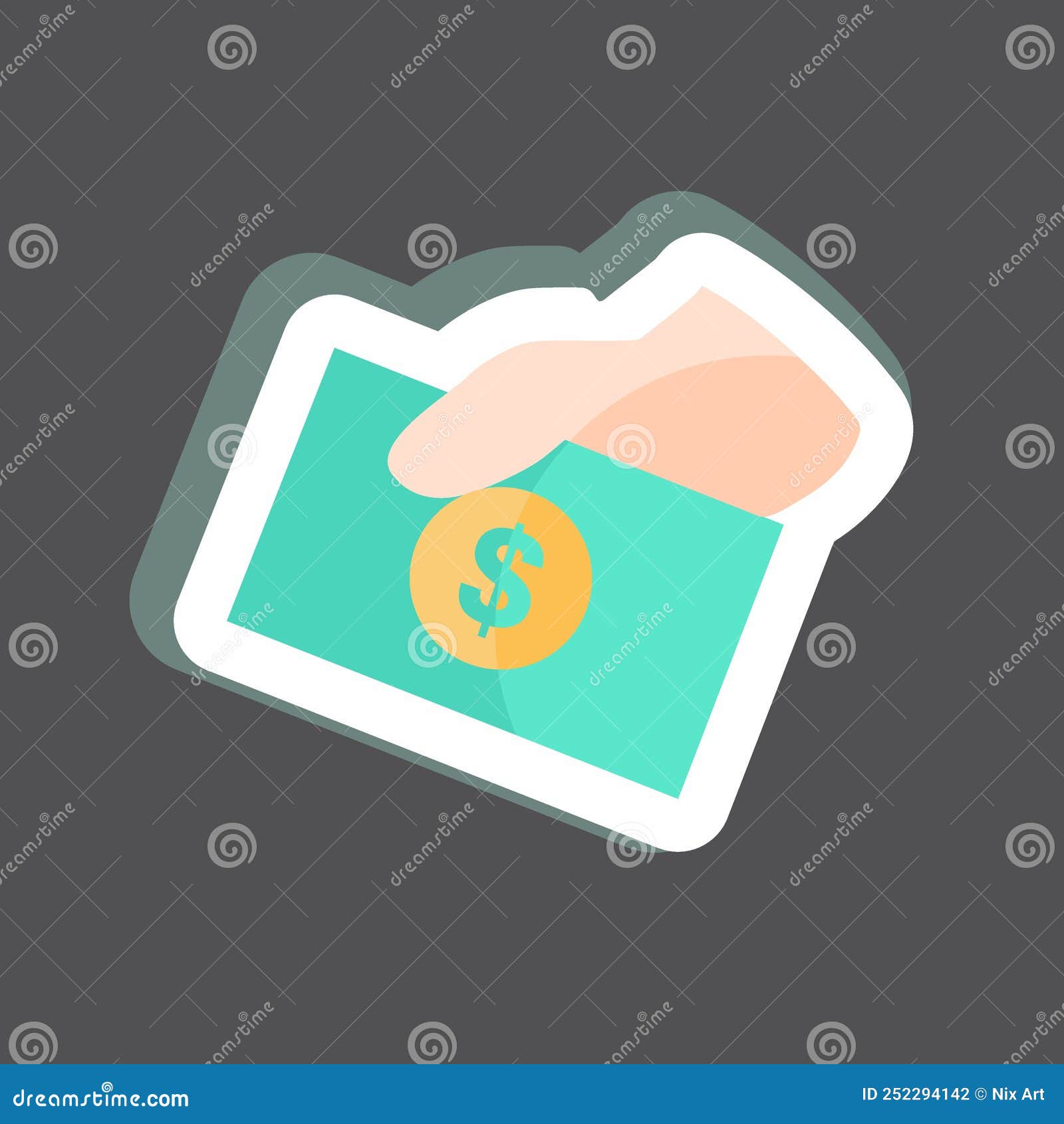 Money Sharing Sticker in Trendy Isolated on Black Background Stock ...