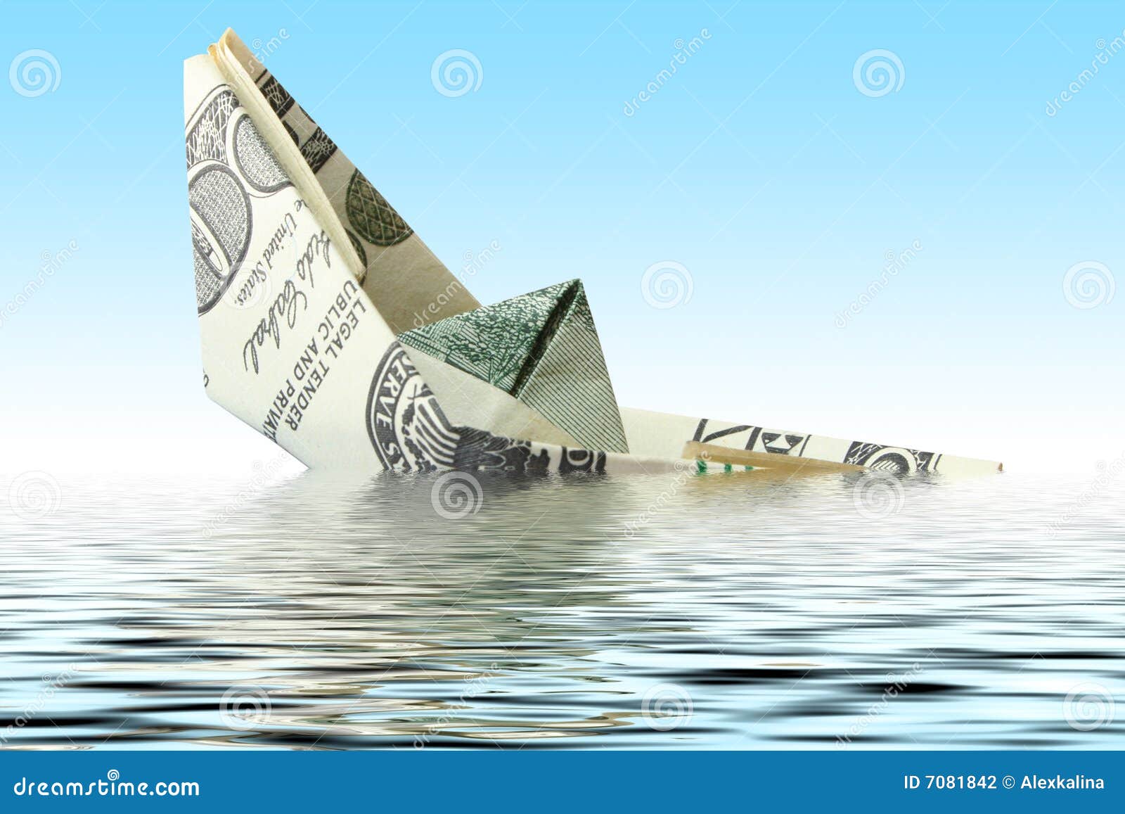 Money ship in water stock photo. Image of dollar, breakdown - 7081842