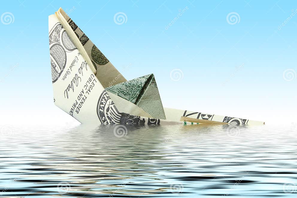 Money ship in water stock photo. Image of dollar, breakdown - 7081842