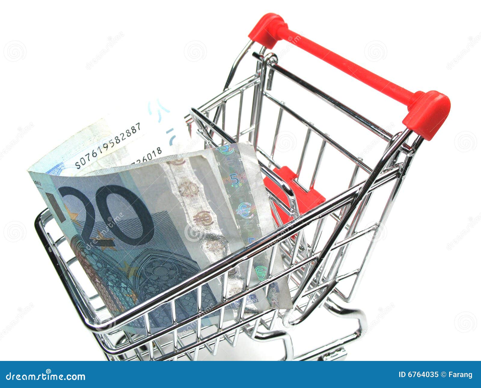 Money in a shopping cart stock image. Image of super, costs - 6764035