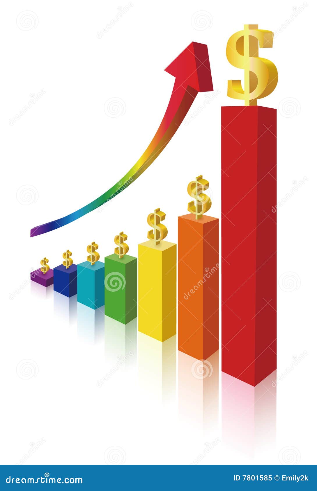 Money Sign on Multicolor Bar Diagram Stock Vector - Illustration of ...