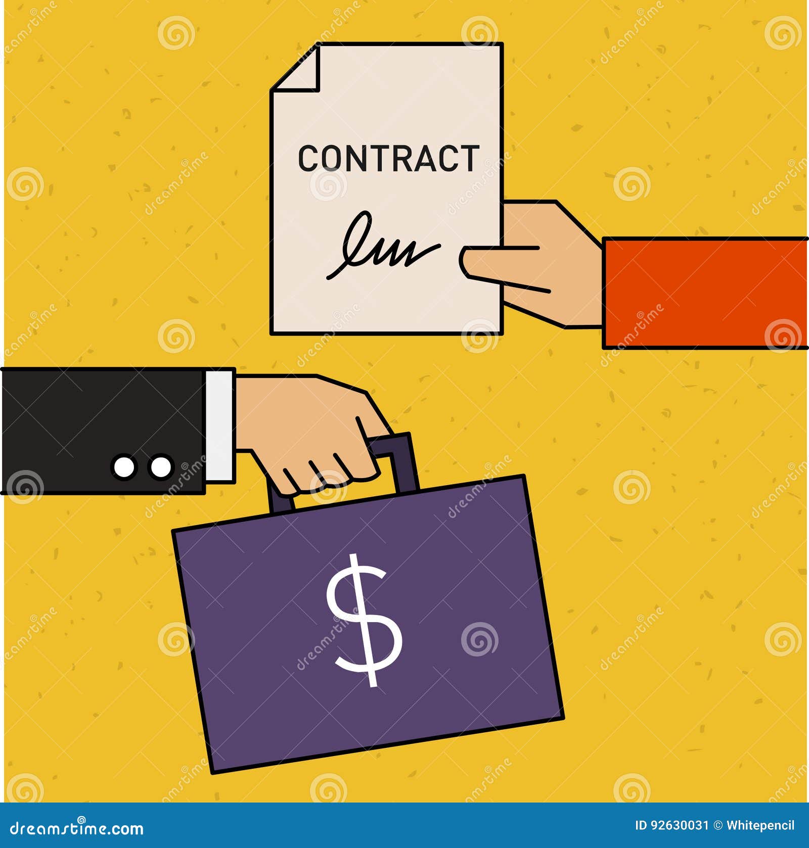 Money and Signed Contract Exchange Stock Vector - Illustration of ...
