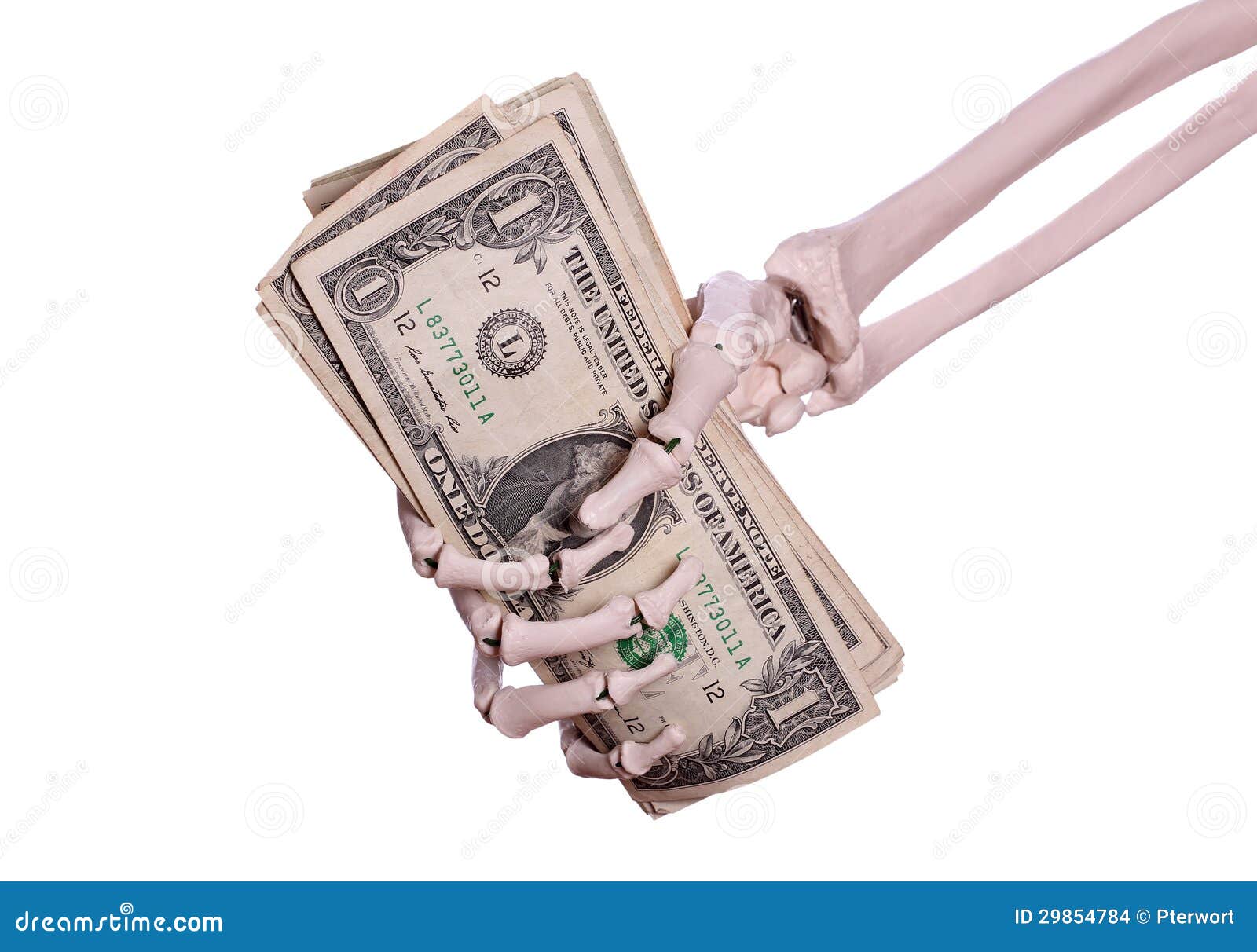 Money in skeleton fingers stock photo. Image of buying - 29854784