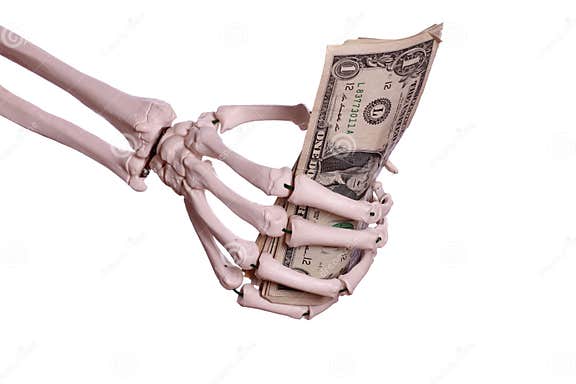 Money in skeleton hand stock image. Image of holding - 29854805