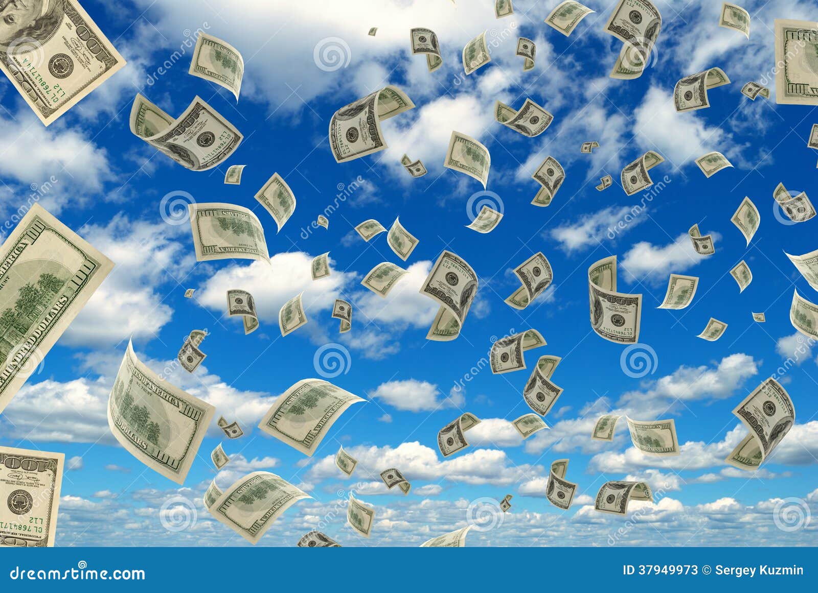 Money in the sky. stock image. Image of dollars, calm - 37949973