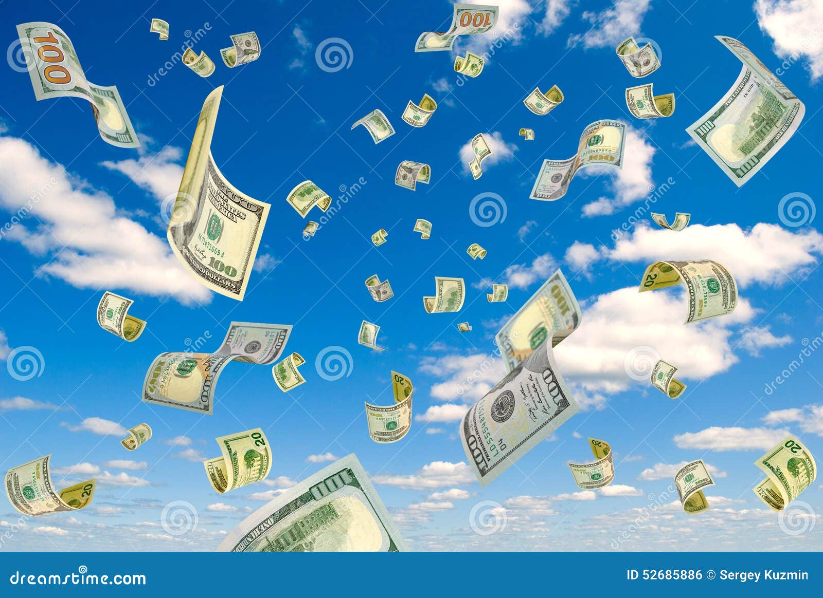 Money from the sky. stock photo. Image of stimulation - 52685886
