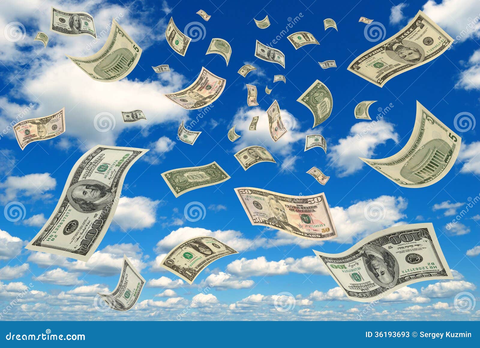 Money in the sky. stock image. Image of calm, benefits - 36193693