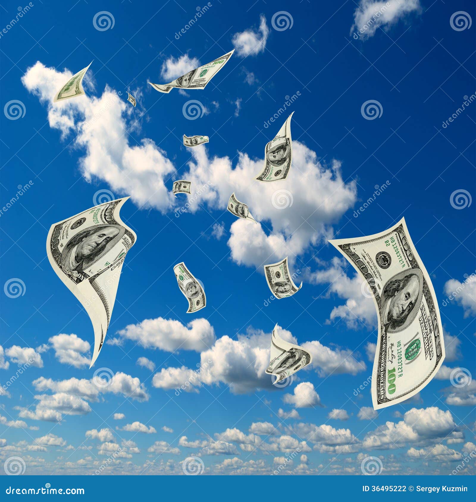 Money in the sky. stock photo. Image of loan, dollars - 36495222
