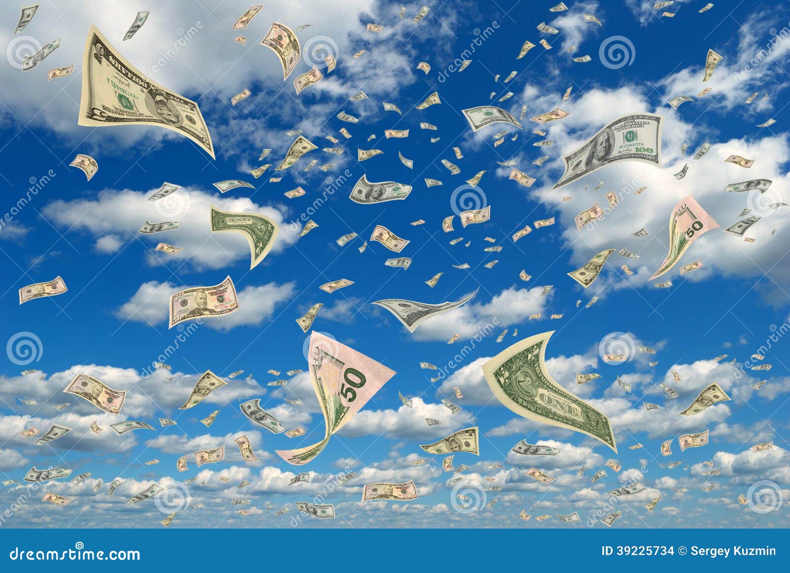Money in the sky. stock photo. Image of money, perspective - 39225734