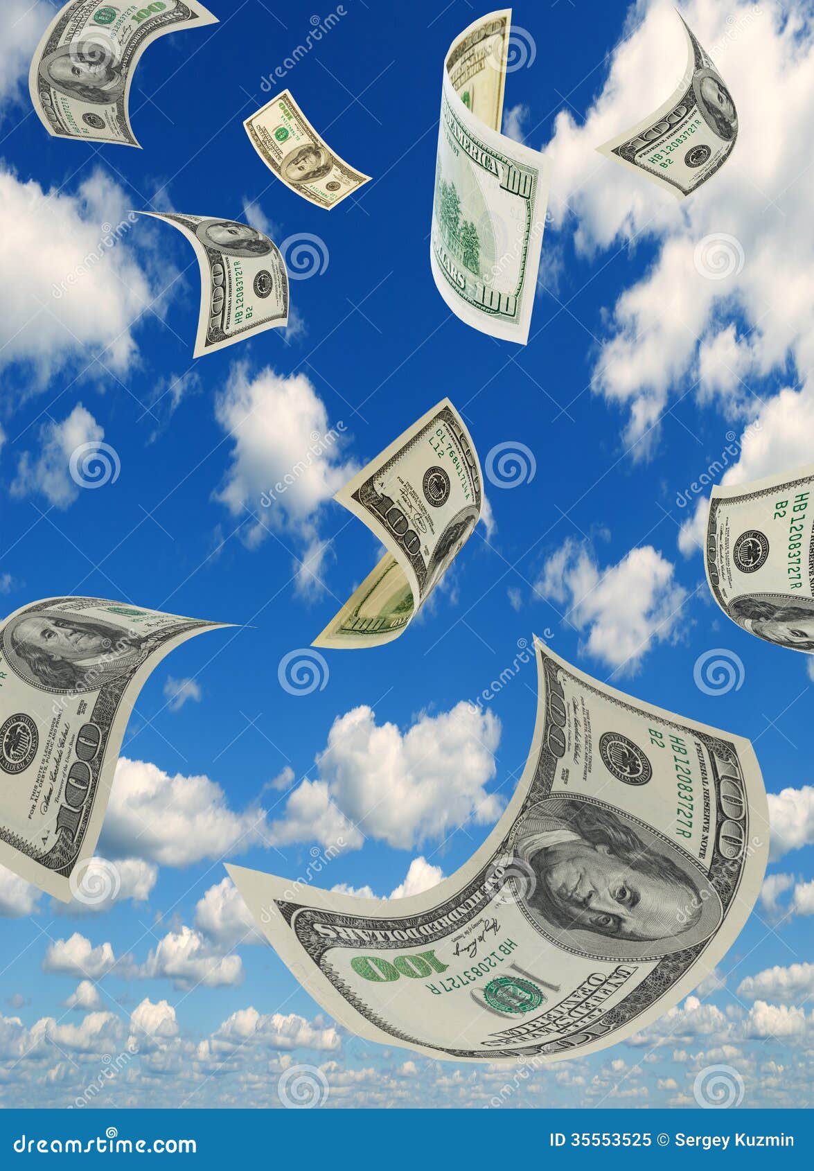 Money in the Sky, Vertical Composition. Stock Image - Image of asset ...