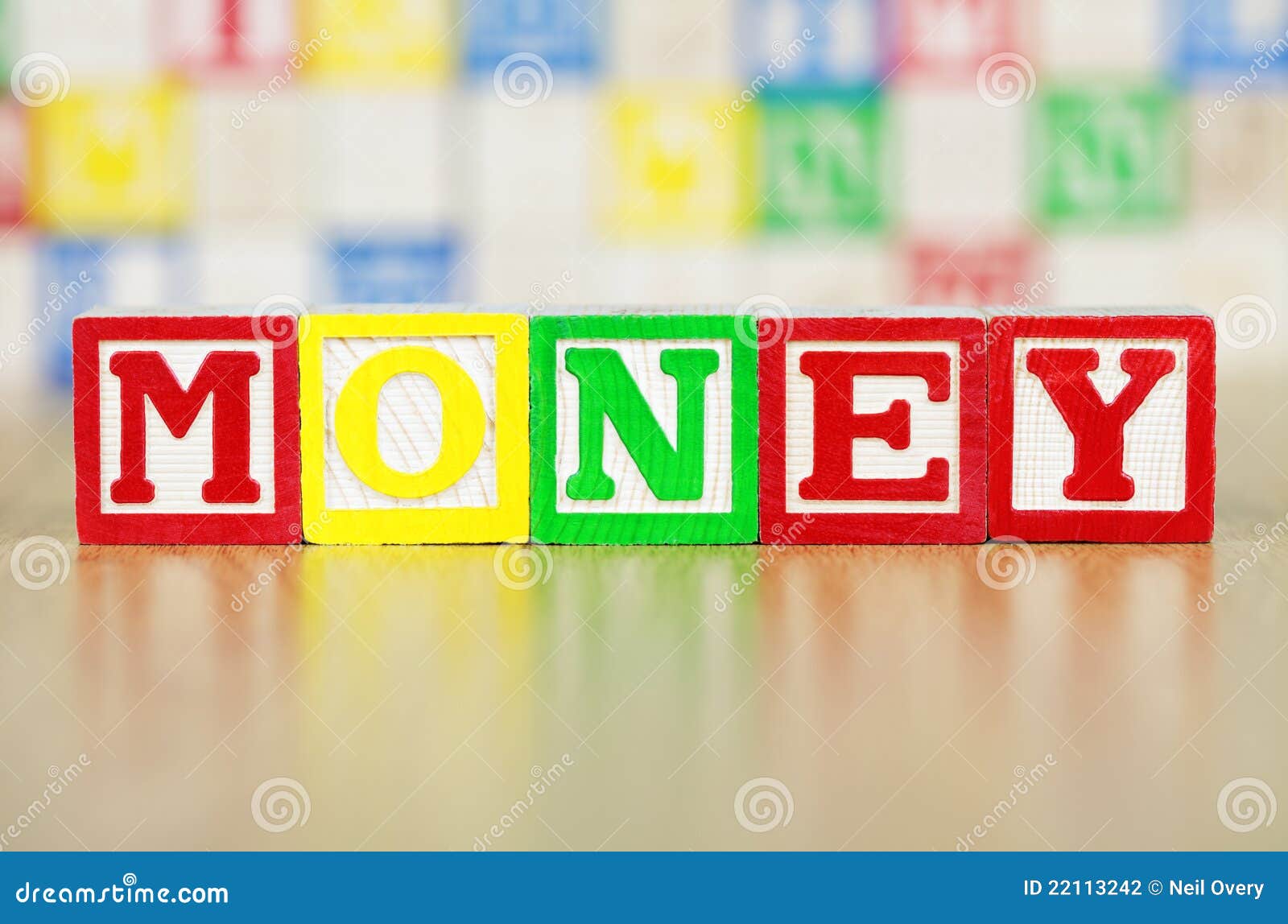 Money Spelled Out in Alphabet Building Blocks Stock Photo - Image of ...