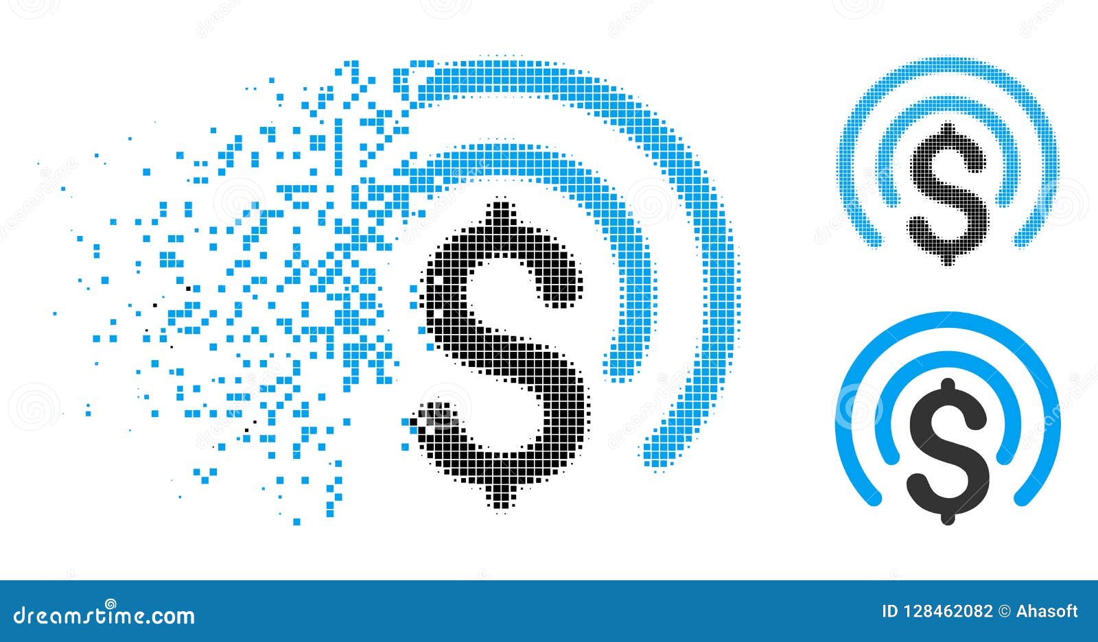 Dissolving Pixelated Halftone Money Sphere Icon Stock Vector ...