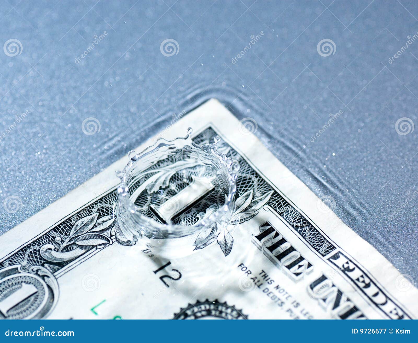 Money splash stock image. Image of blue, precision, sculpture - 9726677