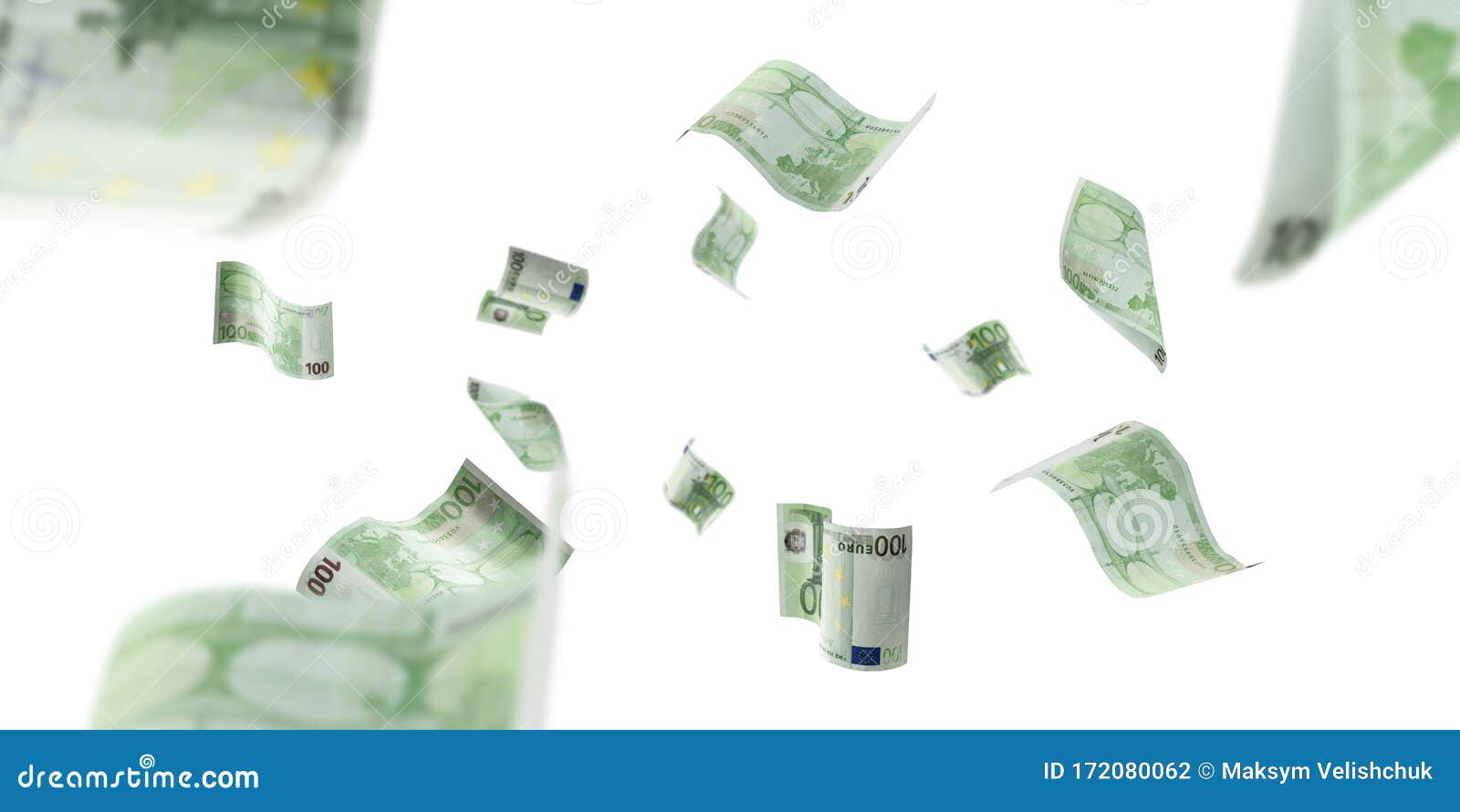 Money Stack. Falling Banknotes. European Money on White Isolation ...