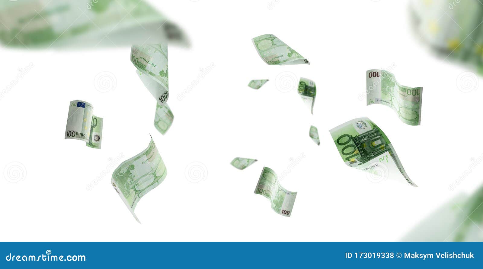 Money Stack. Falling Banknotes. European Money on White Isolation ...