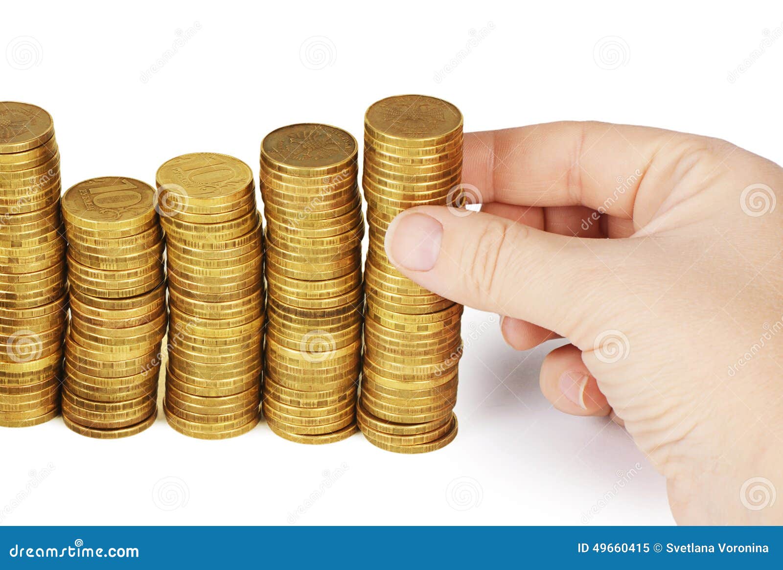 Money Stack in Hand Isolated on White Background Stock Image - Image of ...