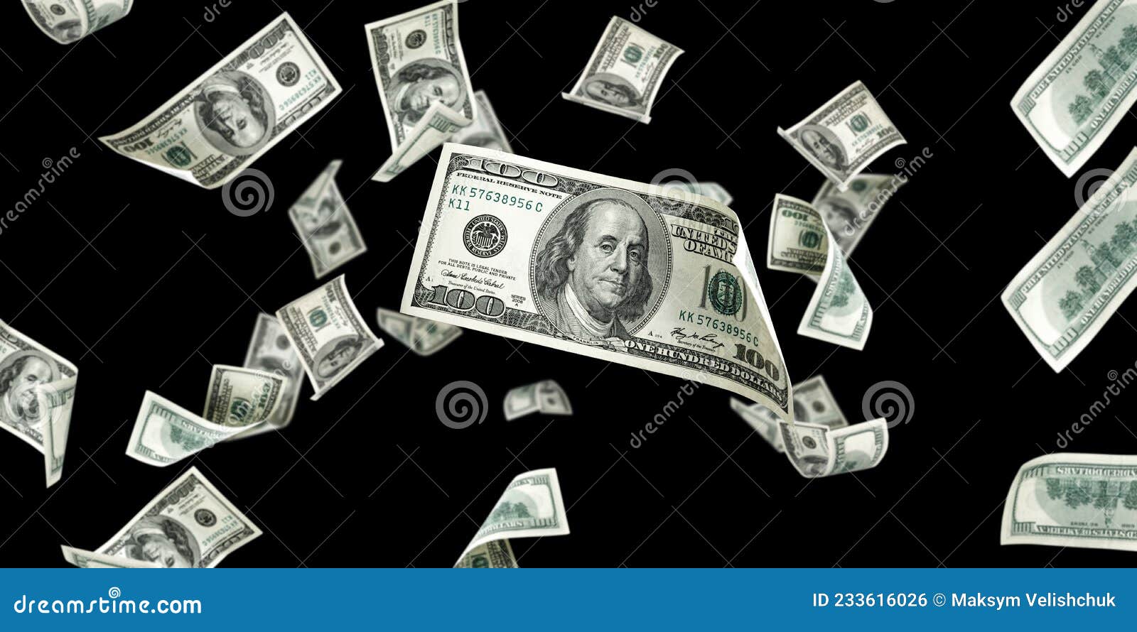Money Stack. Hundred Dollars of America. Falling Money Isolated, Us ...