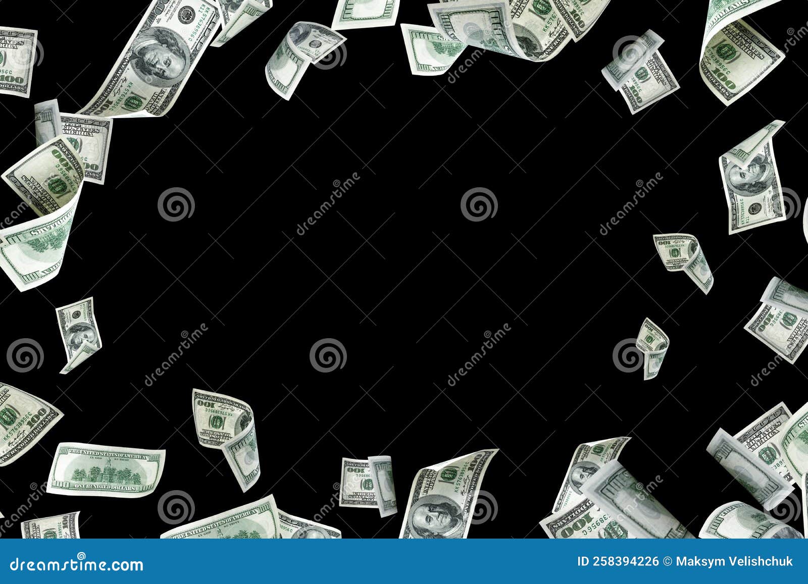 Money Stack. Hundred Dollars of America. Falling Money Isolated, Us ...
