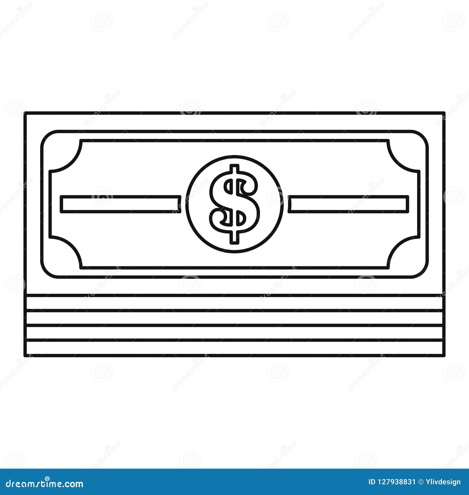 Money Stack Icon, Outline Style Stock Illustration - Illustration of ...