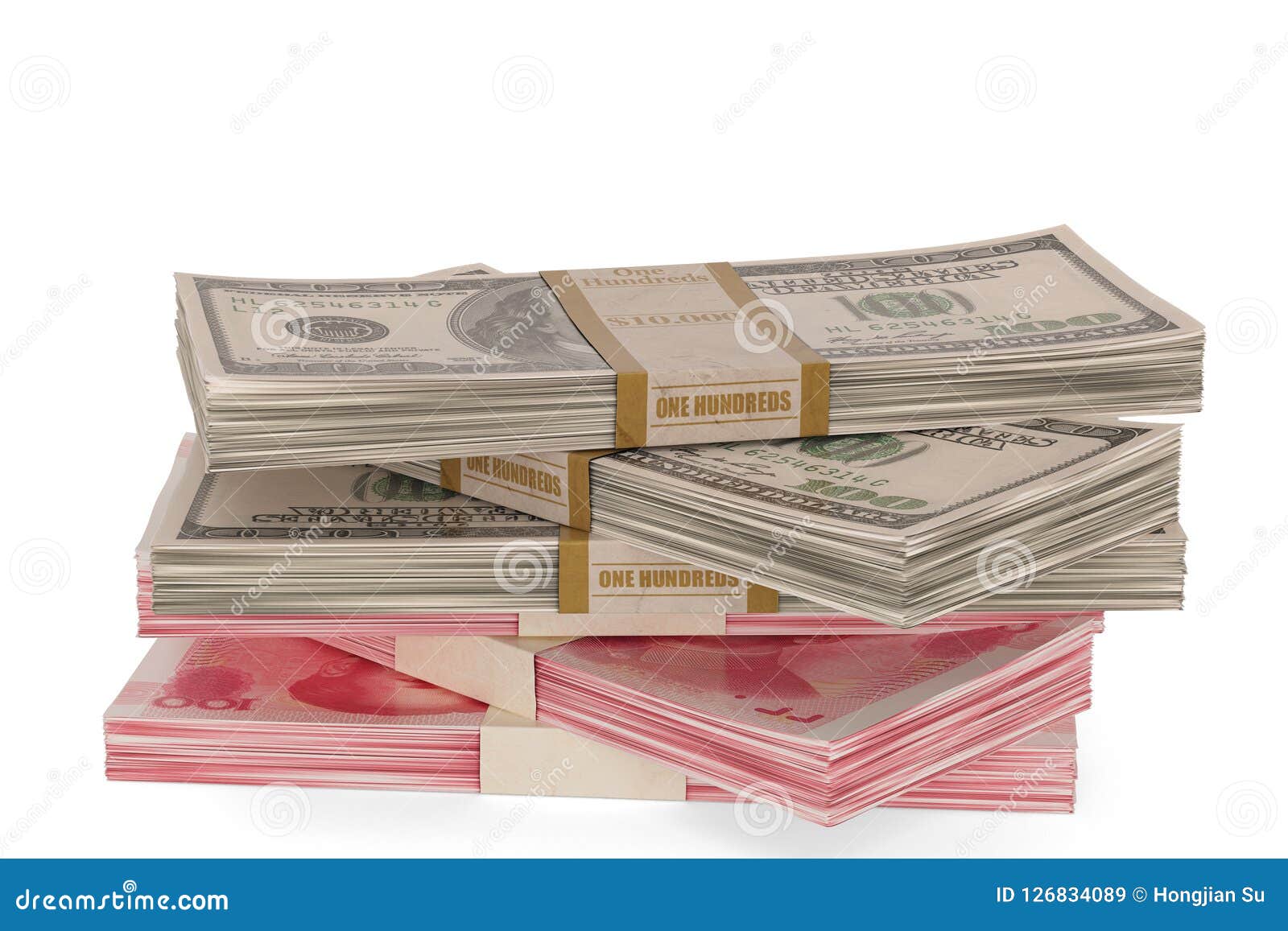 Money Stack Isolated on White Background 3D Illustration. Stock ...