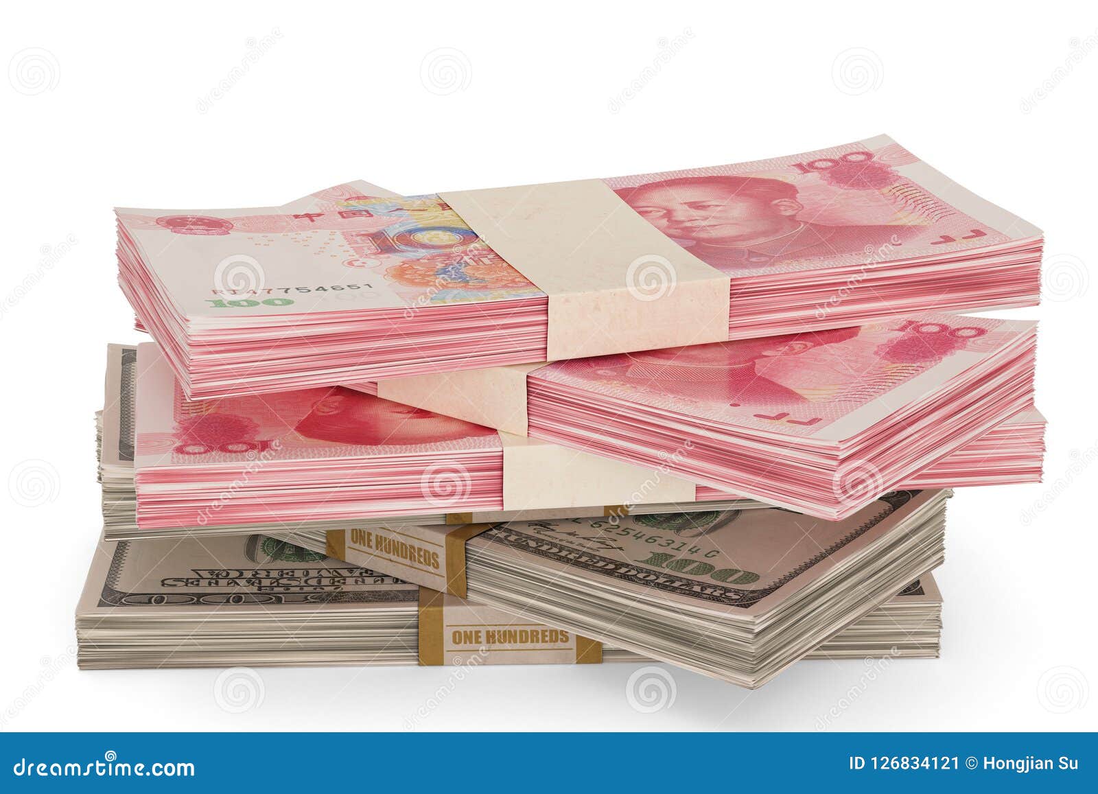 Money Stack Isolated on White Background 3D Illustration. Stock ...