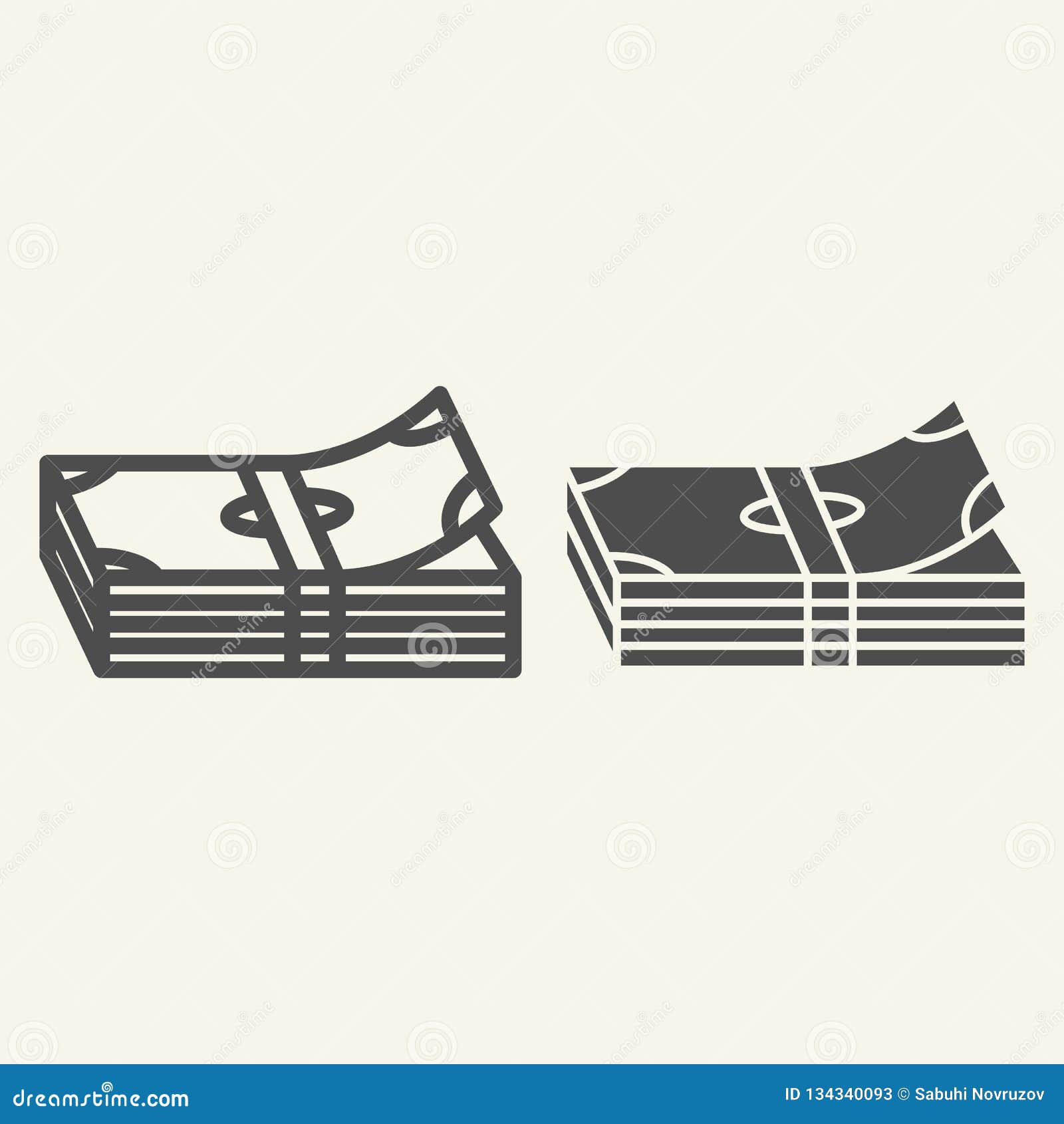 Icon Of Banknotes Stack For Money Concept. Flat Filled Outline Vector ...