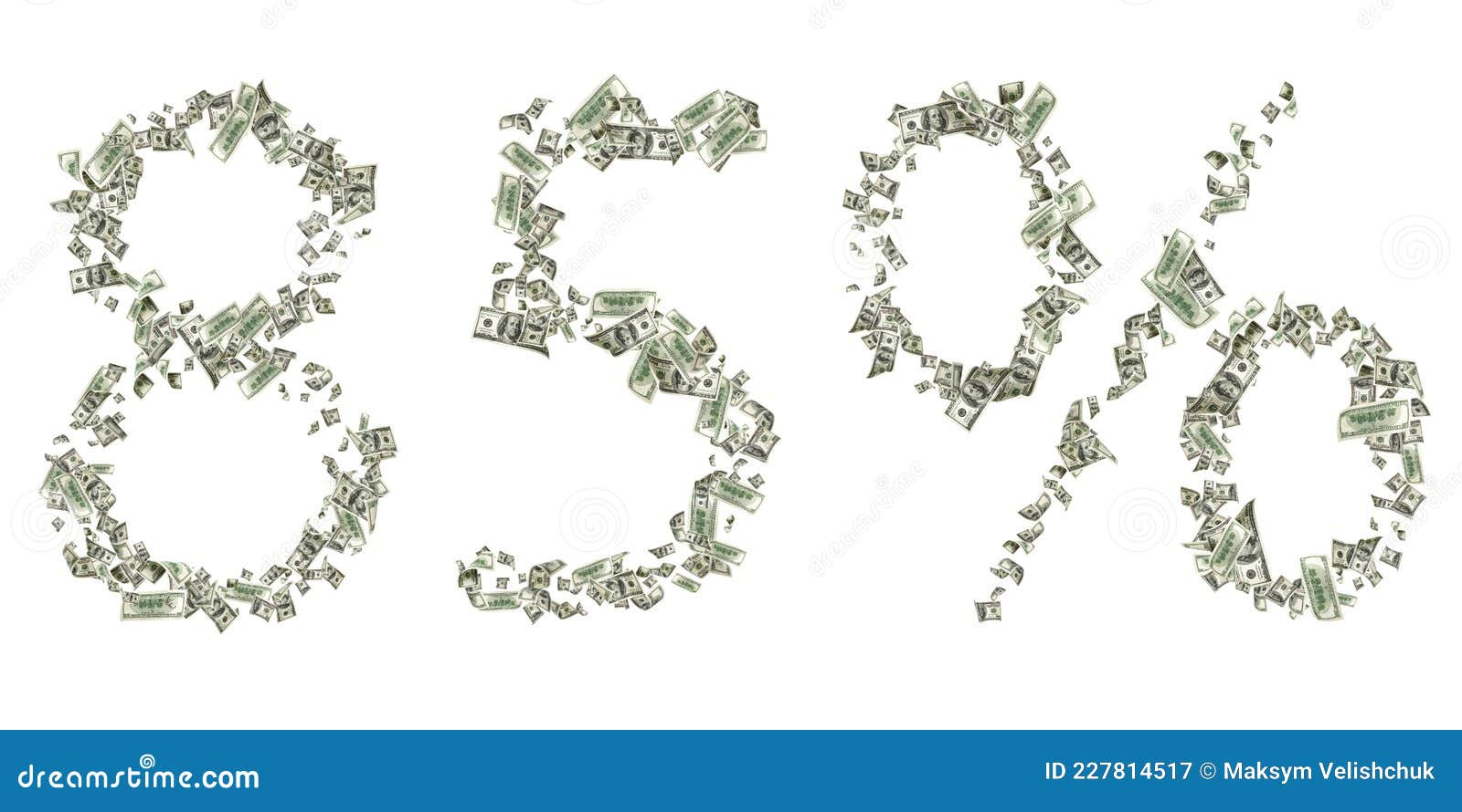 Money Stack Number 85. Hundred Dollars of America. Falling Money ...