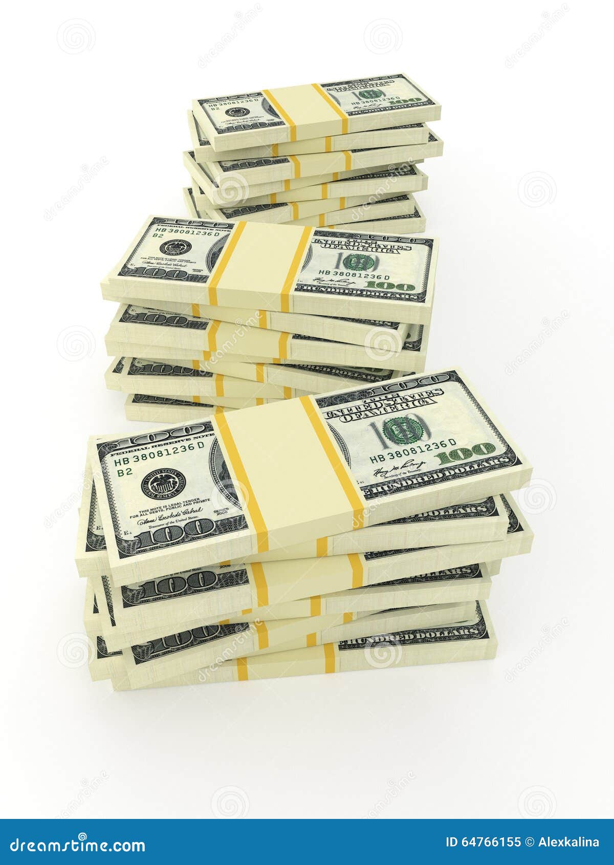 Money Stack on White. Vertical Photo Stock Illustration - Illustration ...