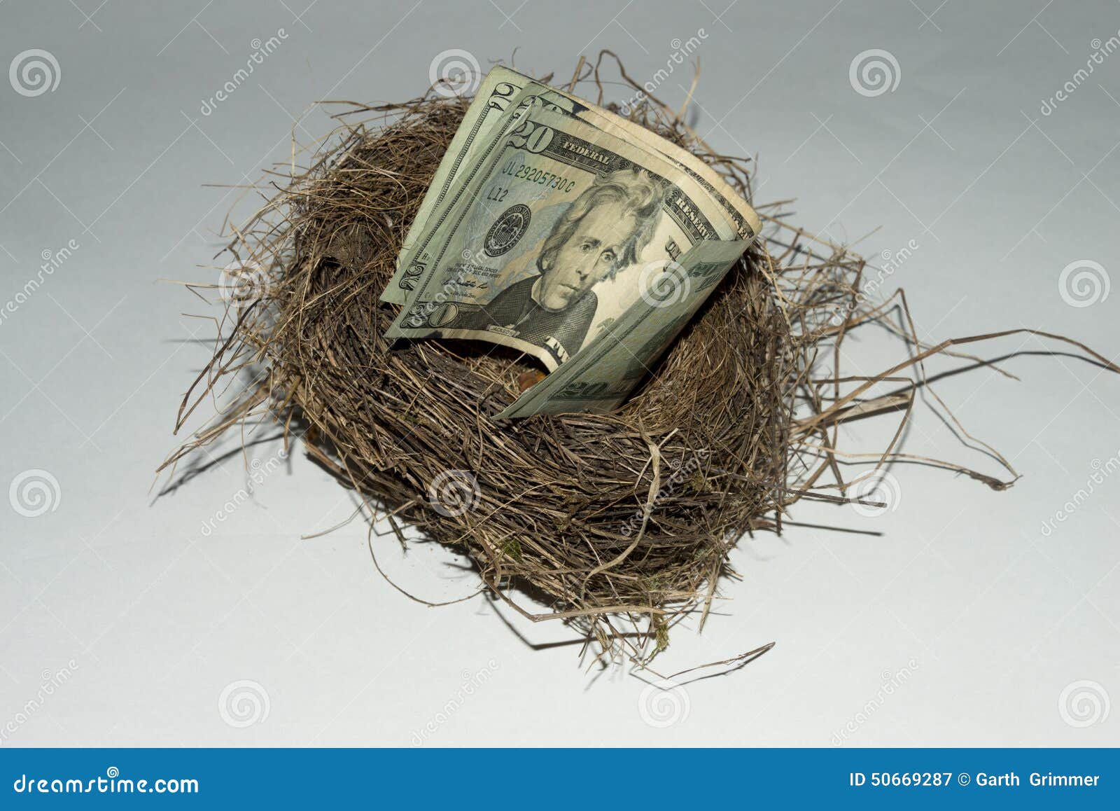 A money stacked nest egg stock image. Image of nest, investments - 50669287
