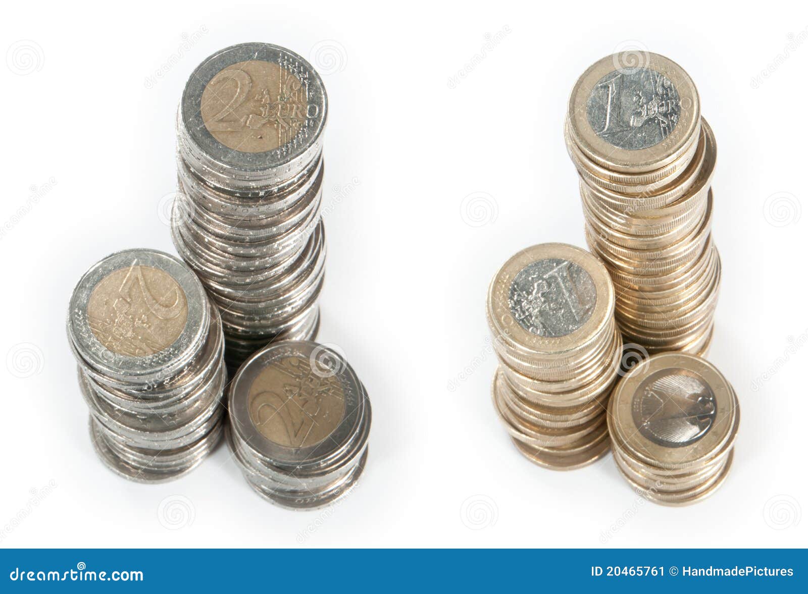 Money Stacks (1 Euro and 2 Euro) Stock Image - Image of crisis, coin ...