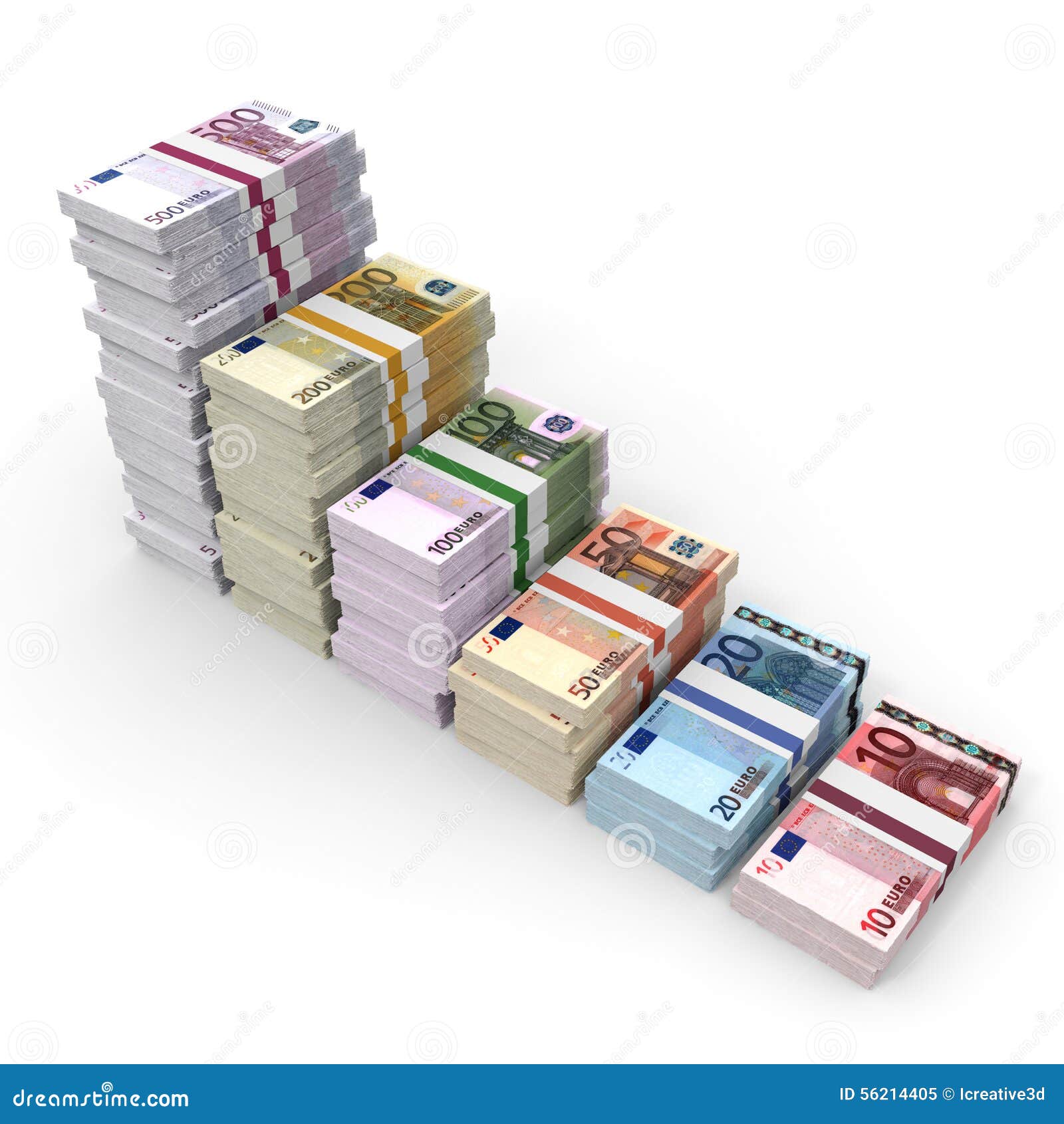 Money Stacks Graph. Euro Bank Notes Stock Illustration - Illustration ...
