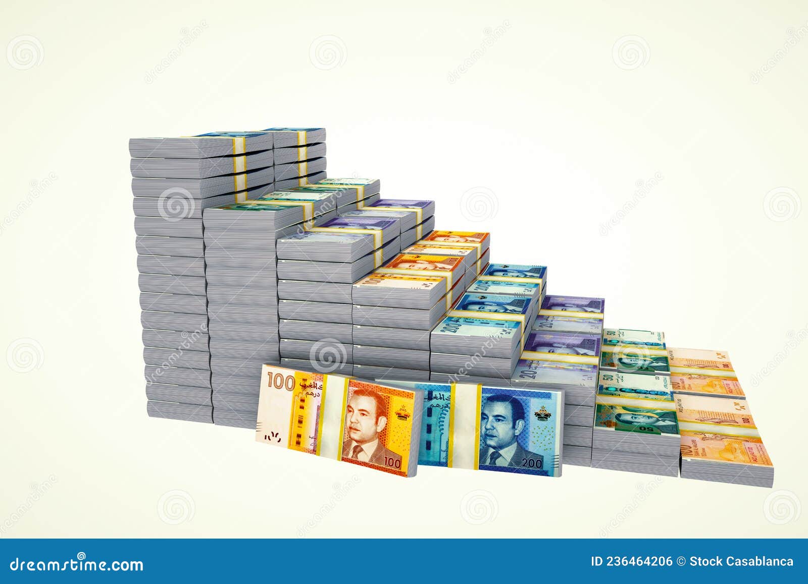 Money Stacks Graph. 200 Moroccan Dirhams Stock Illustration ...