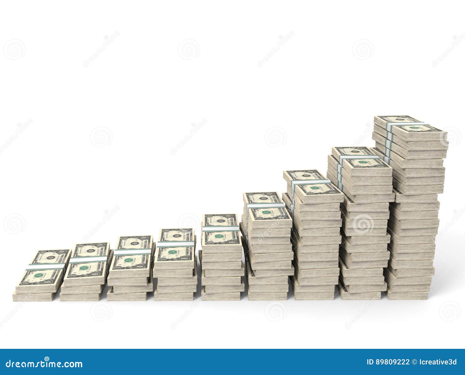 Money Stacks Graph. One Dollar Stock Illustration - Illustration of ...