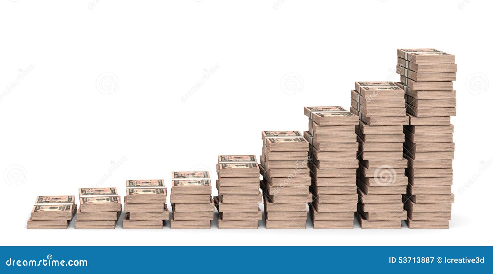 Money Stacks Graph. Ten Dollars Stock Illustration - Illustration of ...