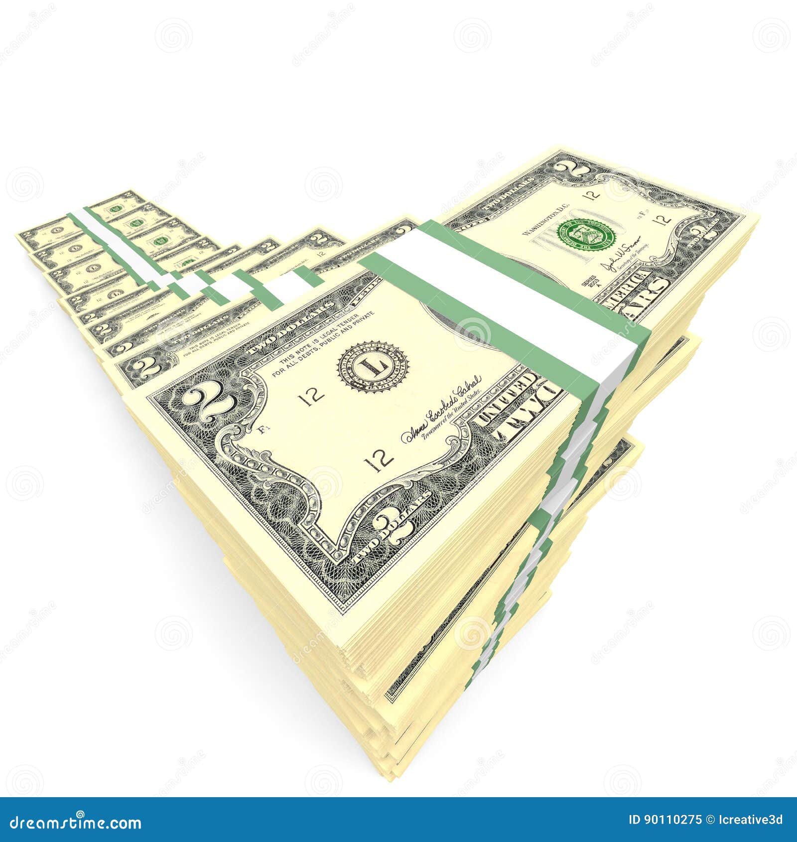 Money Stacks Graph. Two Dollars Stock Illustration - Illustration of ...