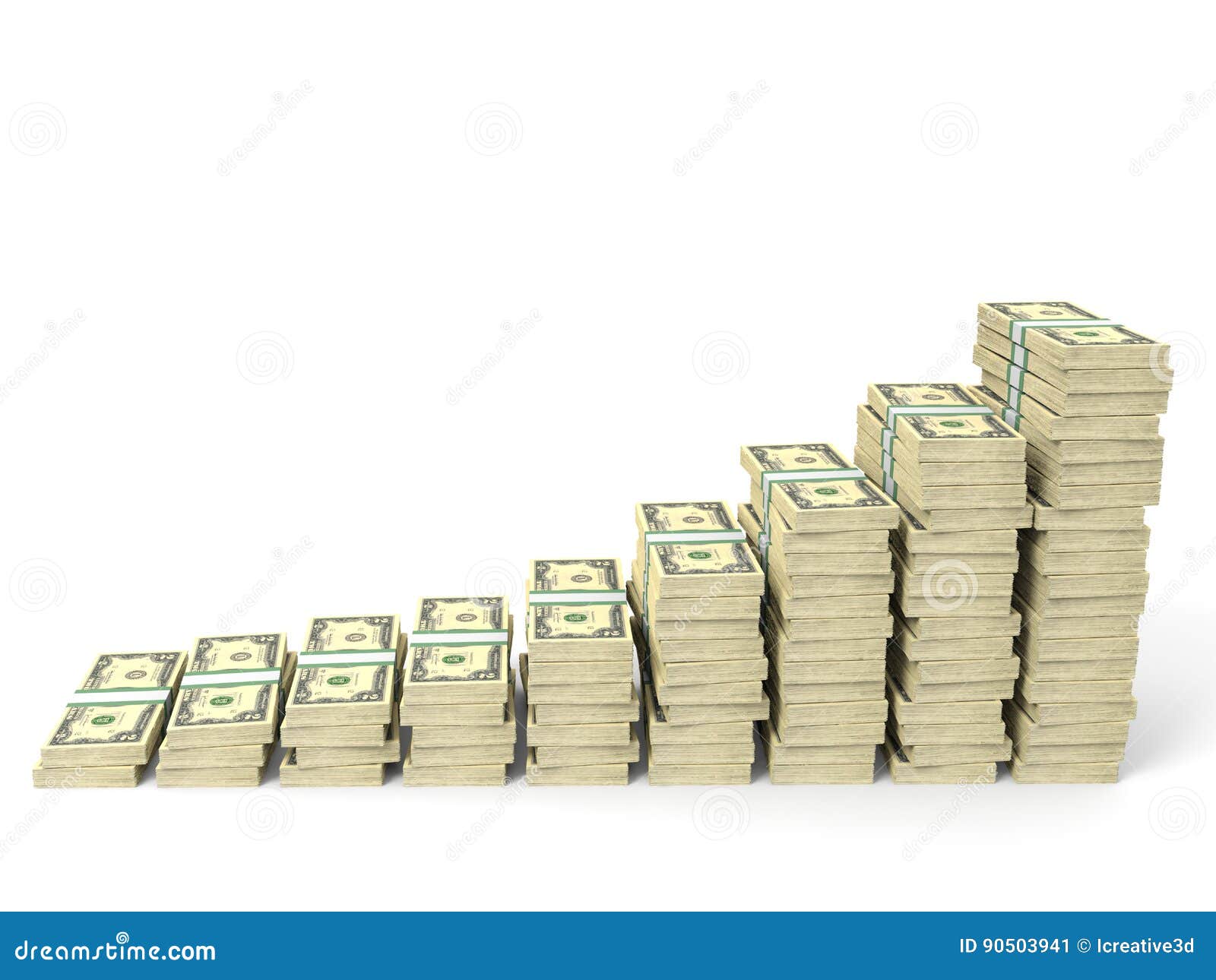 Money Stacks Graph. Two Dollars Stock Illustration - Illustration of ...