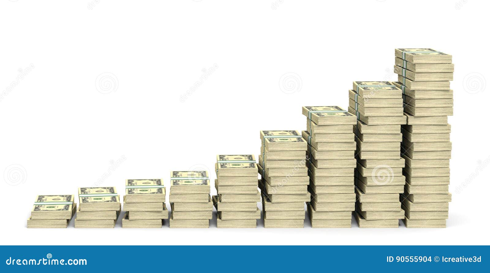 Money Stacks Graph. Two Dollars Stock Illustration - Illustration of ...