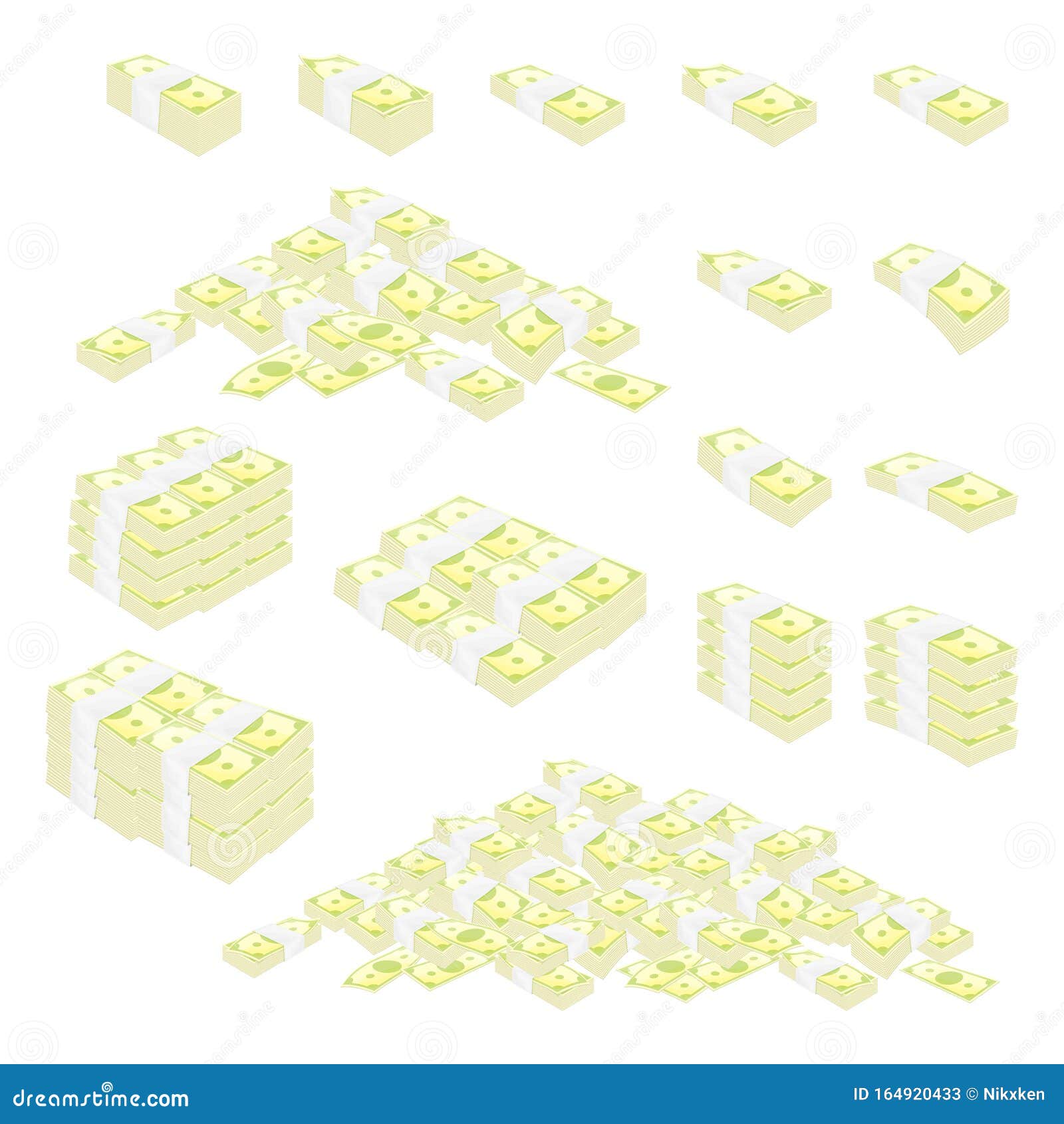 Money Stacks Set Illustration. Vector Stock Vector - Illustration of ...