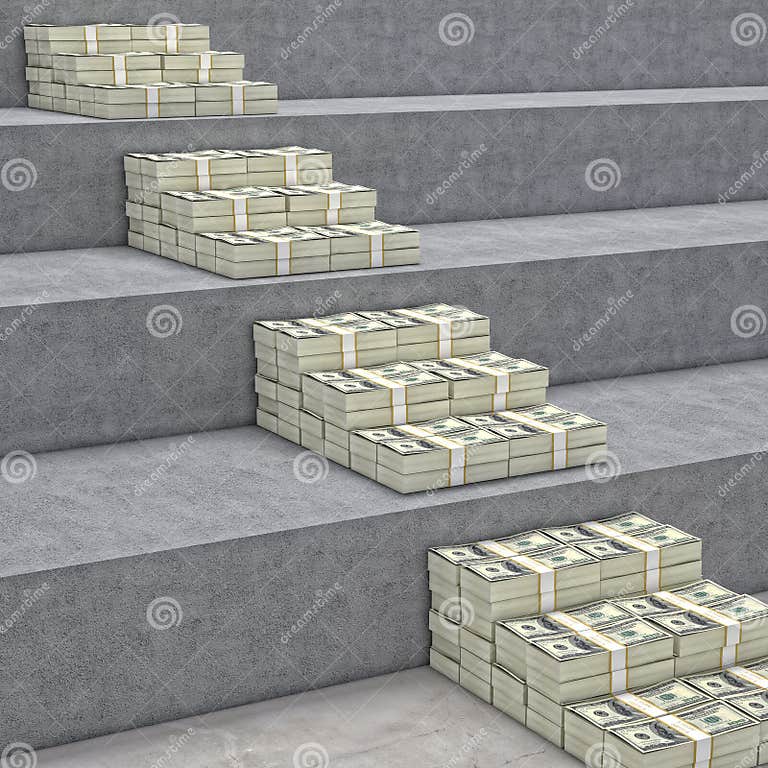 Money stair stock illustration. Illustration of pile - 58467400