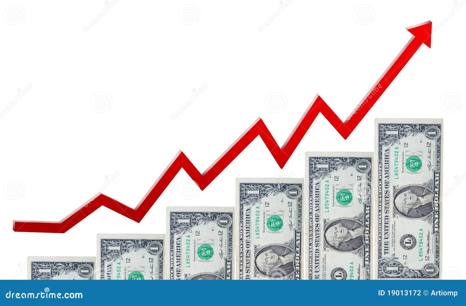 Money Staircase and Red Arrow in Up Isolated Stock Photo - Image of ...