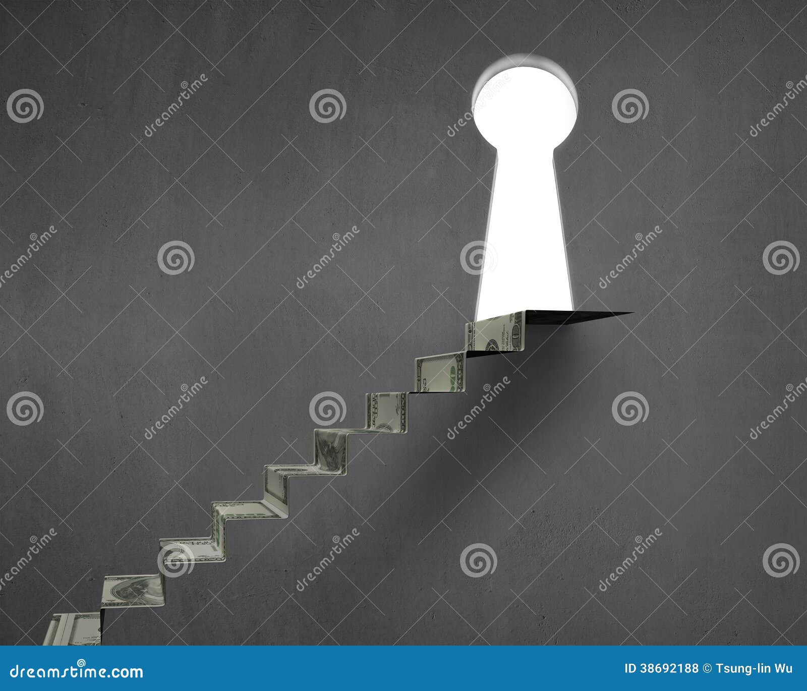 Money Stairs with Key Shape Hole Stock Photo - Image of graceful ...