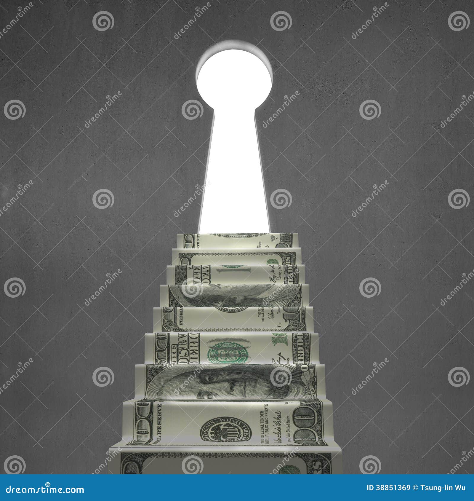 Money Stairs with Key Shape Hole Stock Image - Image of paper ...