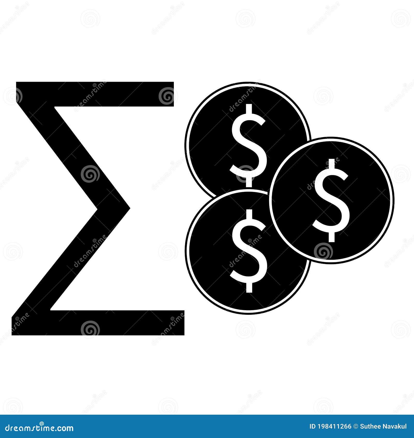 Money Sum Invoice on White Background. Summary Sign. Flat Style Stock ...