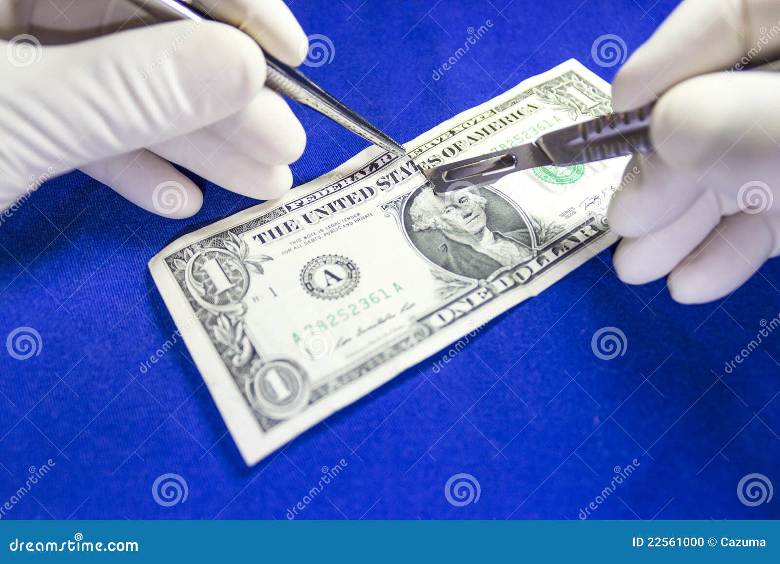 Money surgery - dollar stock photo. Image of glove, tweezers - 22561000